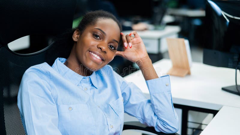 African Young Woman at the Workplace in the Office. Stock Photo - Image ...