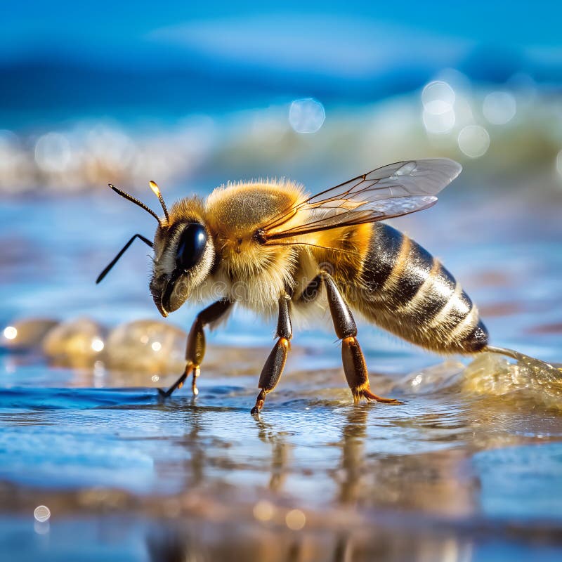 Africanized Bee Walks Ocean Stock Illustration - Illustration of honeybee, propolis: 322704165