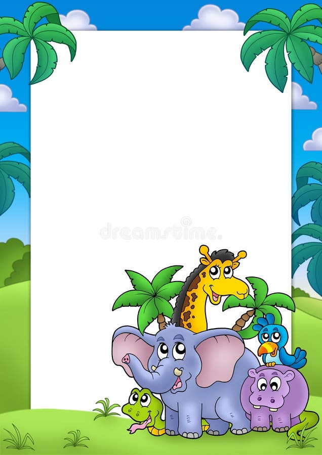 Afrikaans Frame Met Groep Dieren Stock Illustratie - Illustration of ...