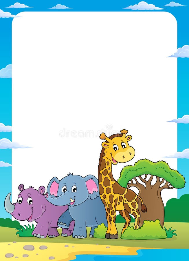Afrikaans Frame Met Groep Dieren Stock Illustratie - Illustration of ...