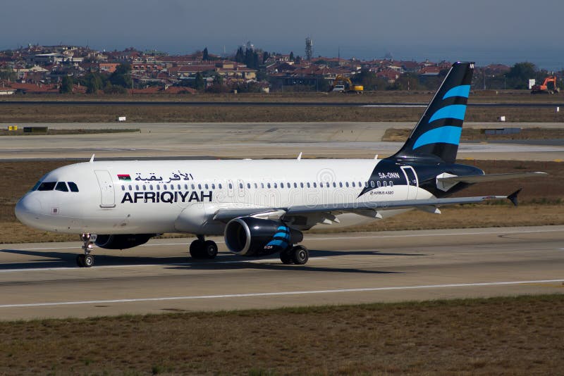 Afriqiyah Airways Airbus editorial stock image. Image of ltba - 46445359