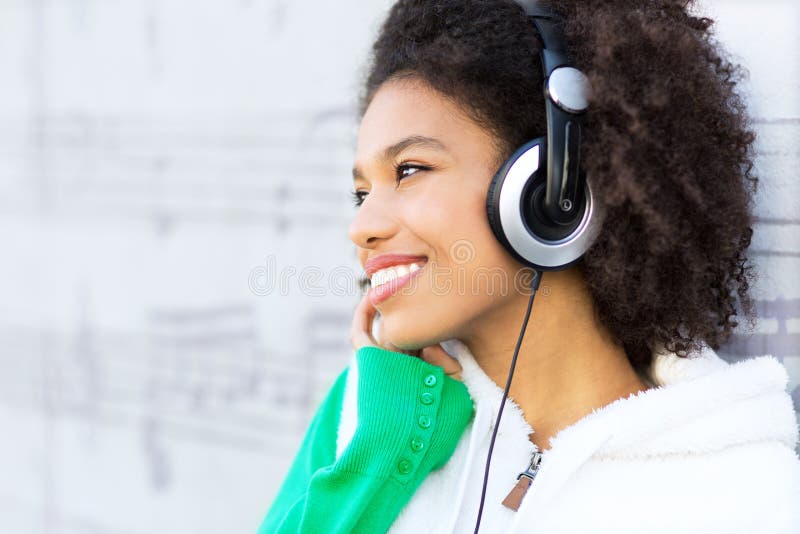 Afro-American with Headphones Stock Photo - Image of music, afro: 45393990