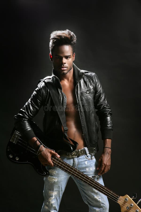 Afro American Leather Rock Star Musician Stock Photo - Image of ...
