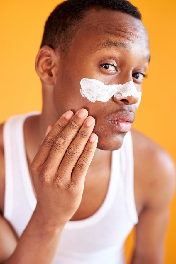 Afro American Man with Problematic Skin and Hyperpigmentation Applied ...