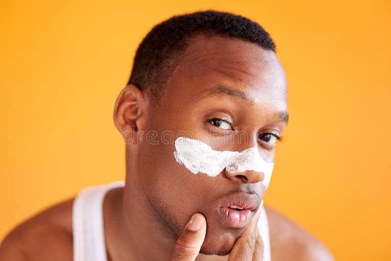 Afro American Man with Problematic Skin and Hyperpigmentation Applied ...