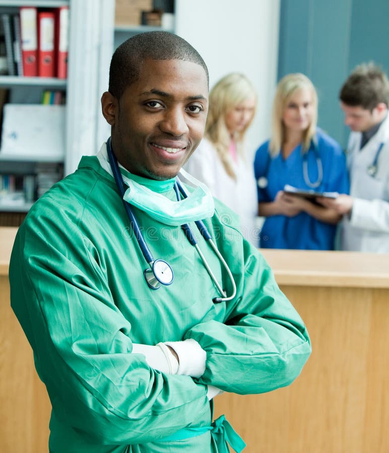 Afro-American Surgeon in Hospital Stock Photo - Image of american, afro ...