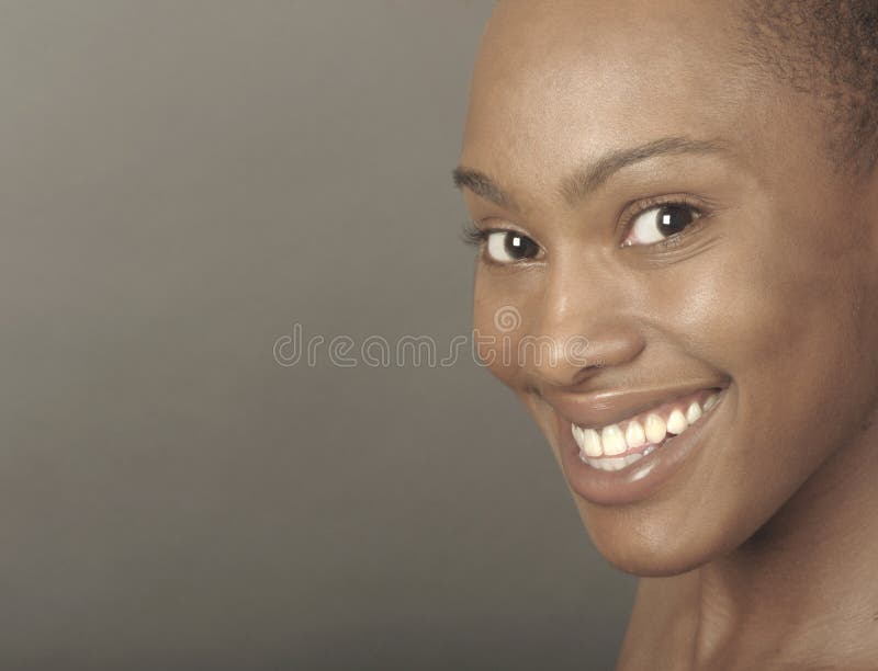Beautiful bald black woman stock image. Image of thinks - 4413345