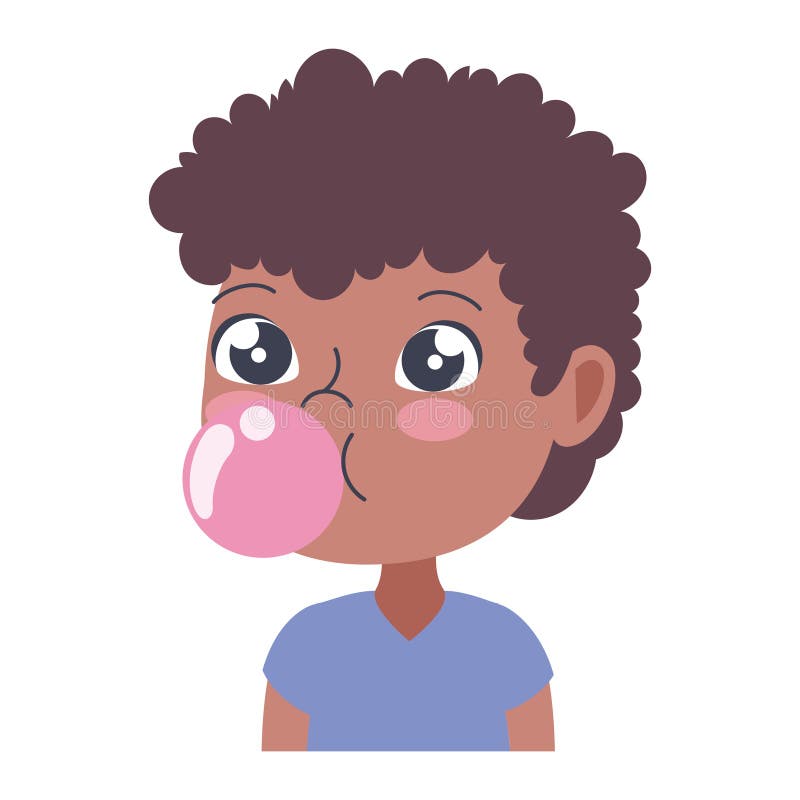 Afro boy chewing gum stock illustration. Illustration of african ...