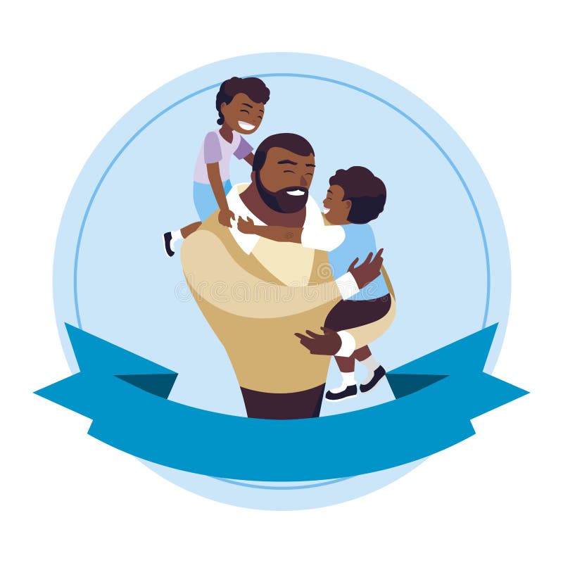 Father with Son Characters in Frame Stock Illustration - Illustration ...
