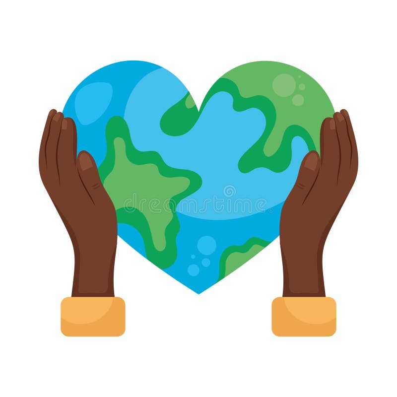 Afro Hands Lifting Heartly Earth Stock Vector - Illustration of vector ...