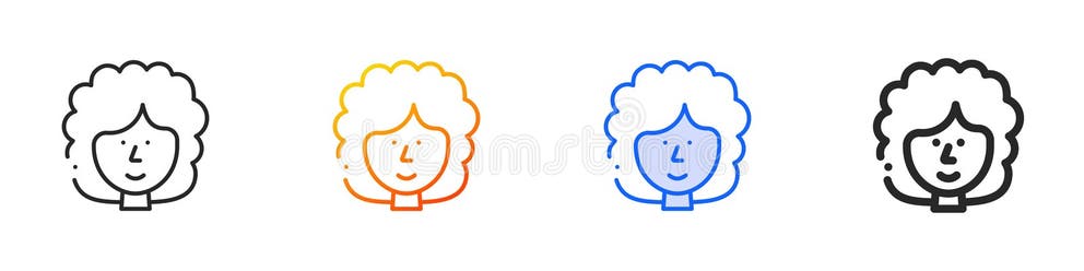 Afro Icon.Thin Linear, Gradient, Blue Stroke and Bold Style Design Isolated on White Background ...