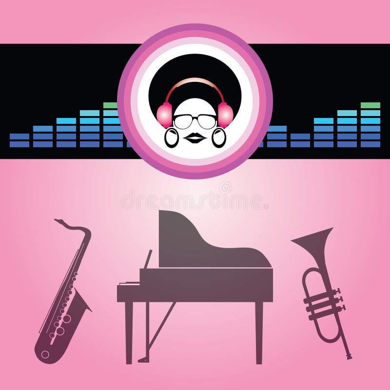 Afro Lady Listen Soft Music Stock Vector - Illustration of equalizer ...