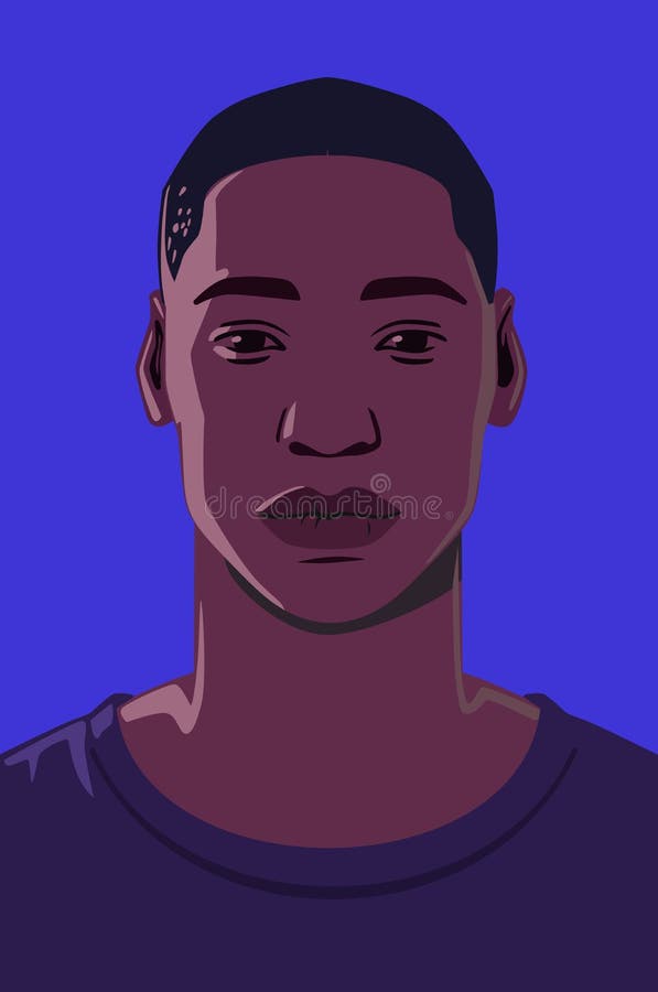 Afro Man Avatar Character Male Face on Blue Stock Vector - Illustration ...