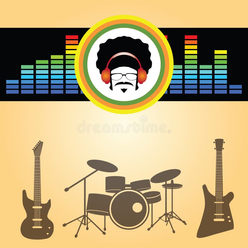 Afro man listen music stock vector. Illustration of equalizer - 39597772