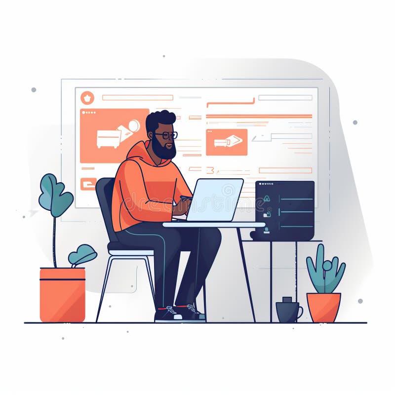 Afro Man Working on the Ui Ux Website. AI Generated Stock Illustration ...