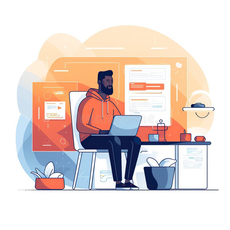 Afro Man Working on the Ui Ux Website. AI Generated Stock Illustration ...