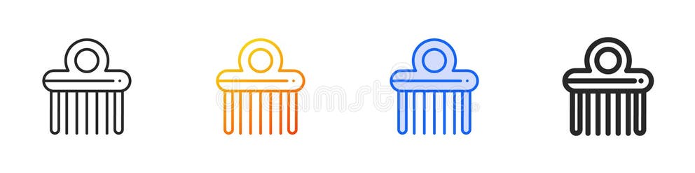 Afro Pick Icon.Thin Linear, Gradient, Blue Stroke and Bold Style Design Isolated on White ...