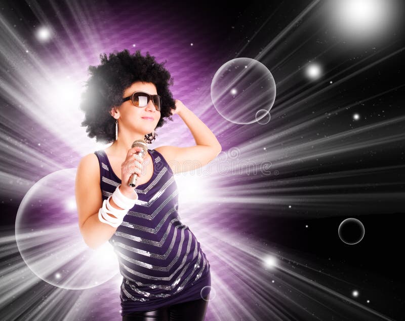 Afro Singer Holding Microphone Stock Image - Image of person, musician ...