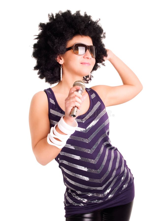 Afro Singer Holding Microphone Stock Image - Image of person, musician ...