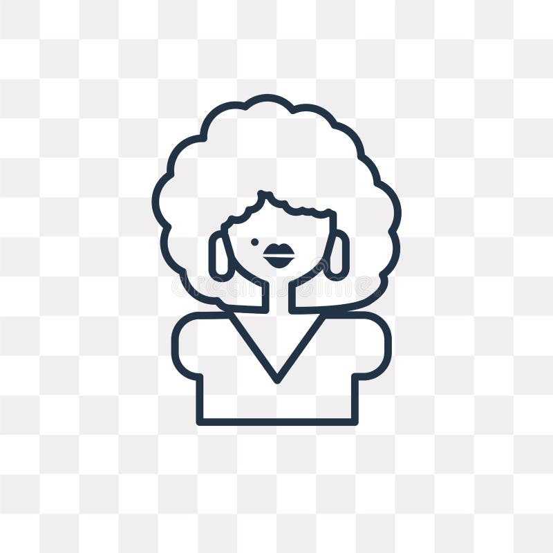 Outline Man with Afro Hair Style Vector Icon. Isolated Black Simple ...