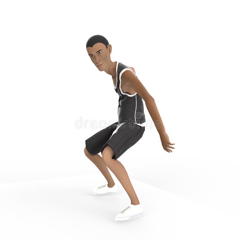Afro Young Boy is Crouch Walk 3D Modeling Stock Abbildung ...