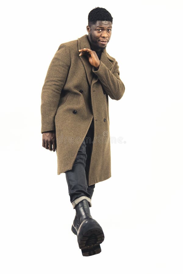 Afroamerican Model Doing Kick Staring at the Camera White Background ...