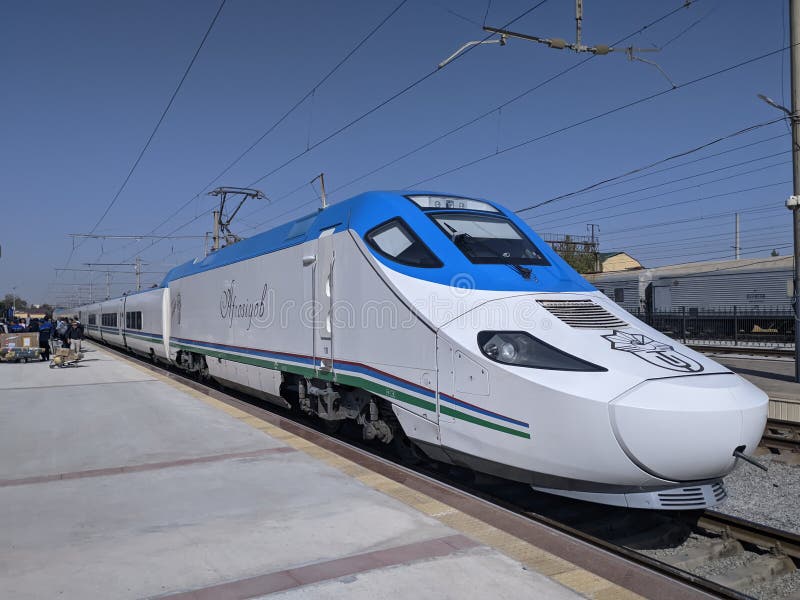 Afrosiyob speed train editorial photography. Image of railway - 257154647