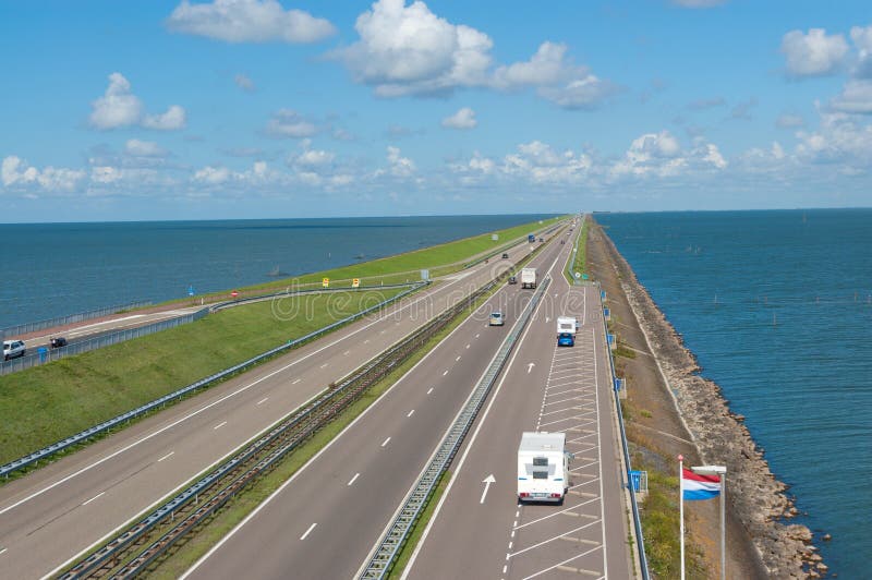 Afsluitdijk Dam in Holland (Netherlands) Stock Photo - Image of ...