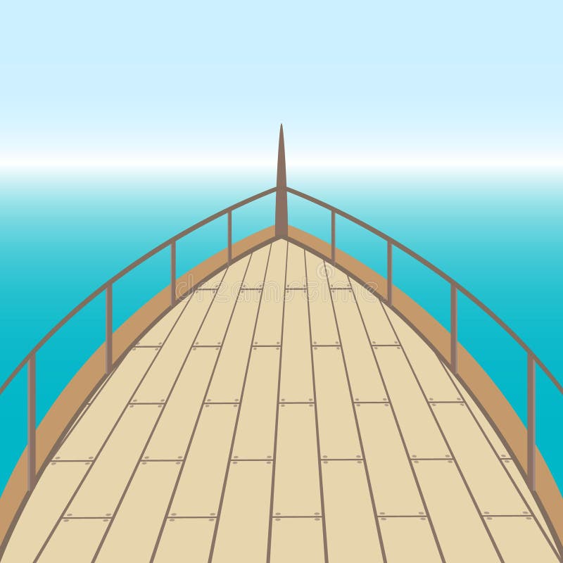 Afterdeck of a Boat and a Sea. Stock Illustration - Illustration of ...