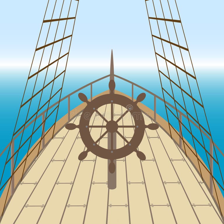 Afterdeck of a Boat and a Sea. Stock Illustration - Illustration of ...