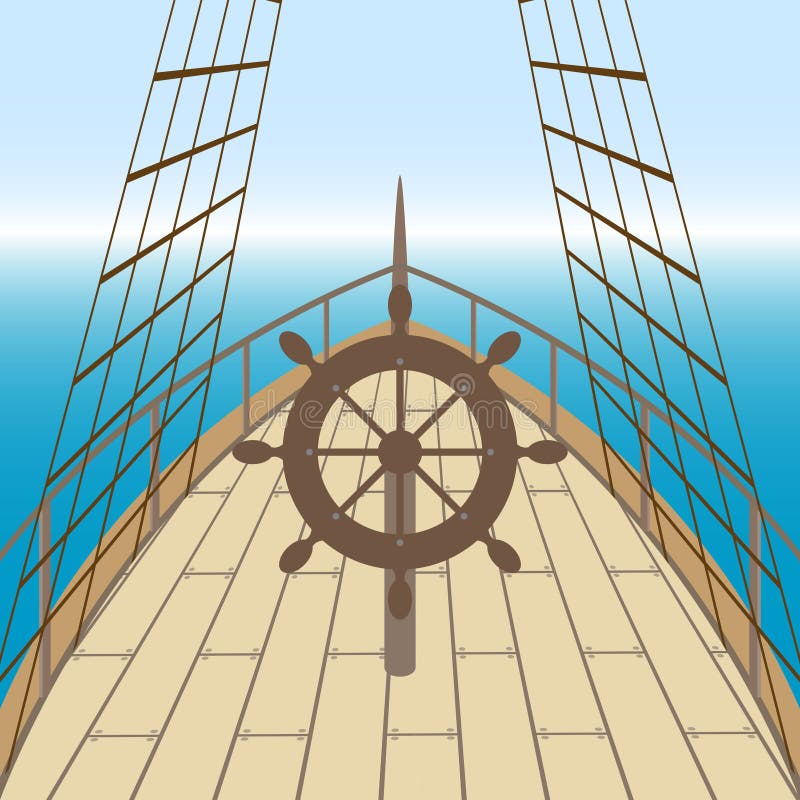 Afterdeck Eines Bootes Und Des Meeres Stock Abbildung - Illustration ...