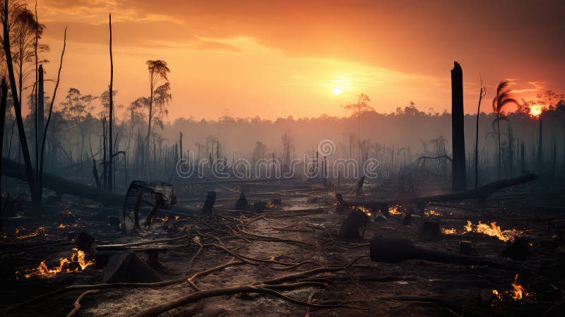 Aftermath Amazon Rainforest Fire Stock Illustration - Illustration of ...