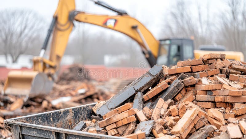 The Aftermath of a Building Demolition Reveals a Huge Pile of Shattered ...