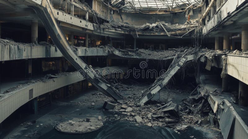 The Aftermath of a Catastrophic Collapse Inside a Modern Shopping Mall ...