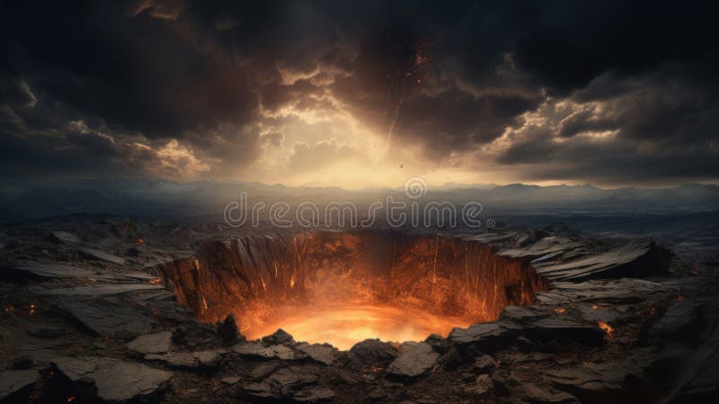 Aftermath of a Celestial Impact a Crater Formed by a Fallen Asteroid. a ...
