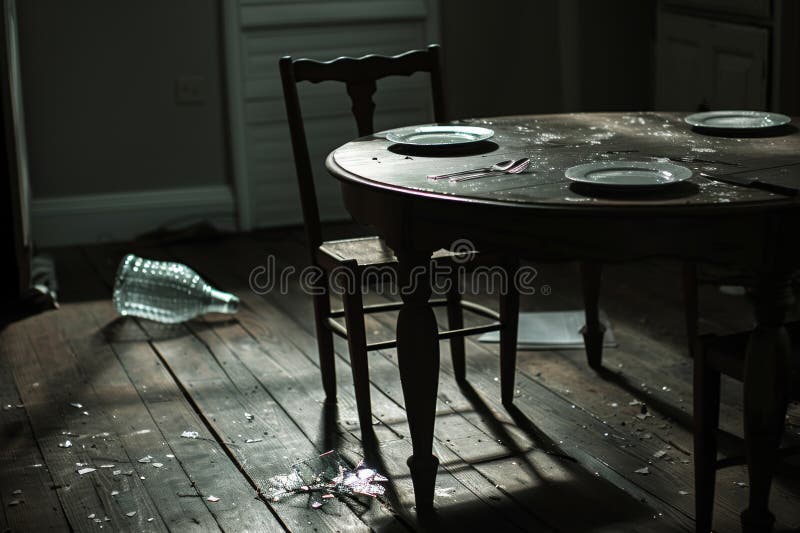 Aftermath of Domestic Argument with Broken Vase Stock Illustration ...