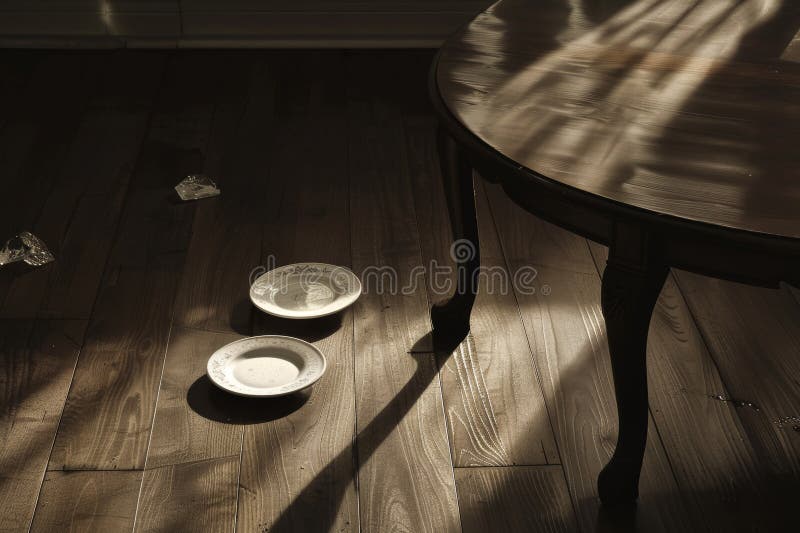 Aftermath of Domestic Dispute Symbolized by Dinner Table Stock ...