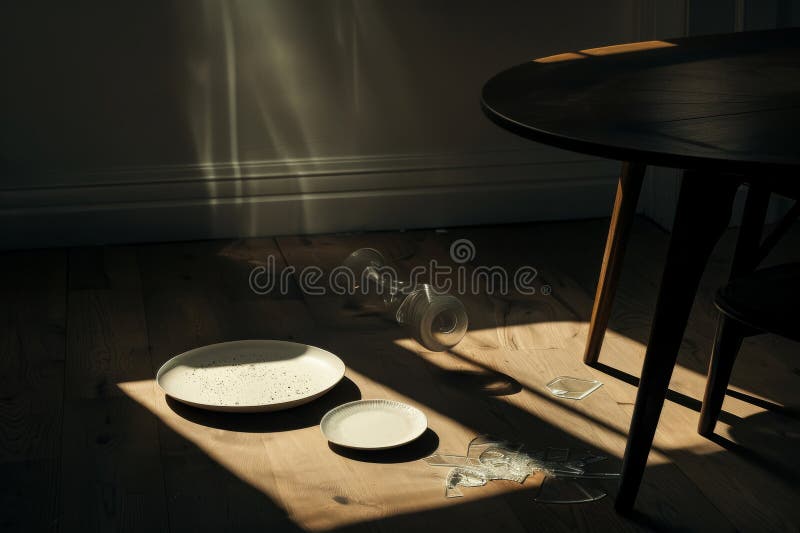 Aftermath of Domestic Dispute Symbolized by Dinner Table Stock ...