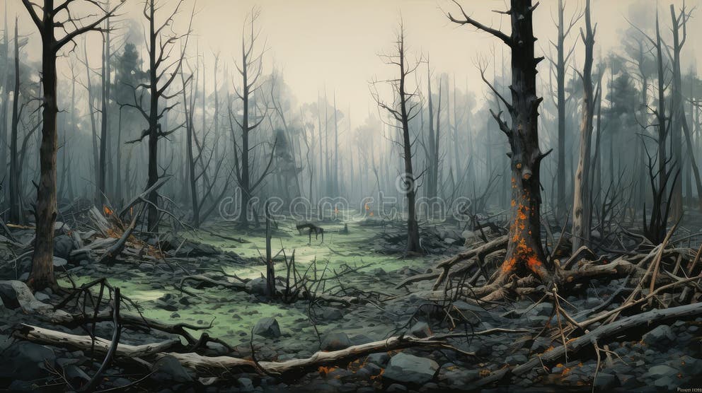 Aftermath down trees stock illustration. Illustration of landscape ...
