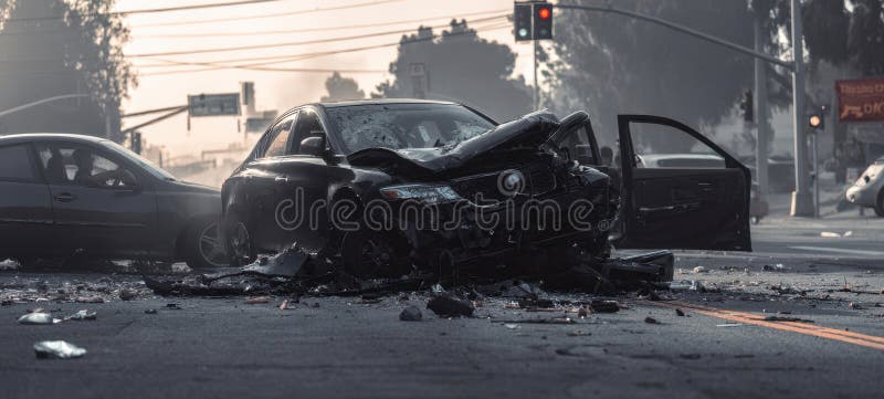 The Aftermath of a Dramatic Car Accident on a Busy City Street. AI ...
