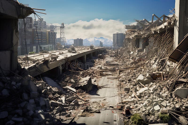 Aftermath of an Earthquake in an Urban Setting, Emphasizing the ...