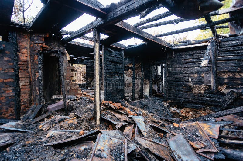 Aftermath Fire Completely Burnt House Interior Stock Photos - Free ...