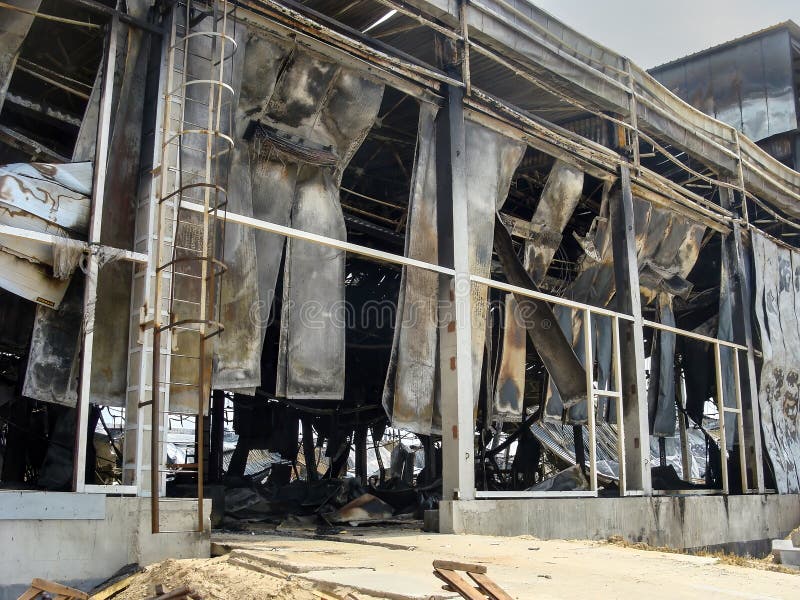 Aftermath of a Fire at a Construction Site, Showcasing Significant ...