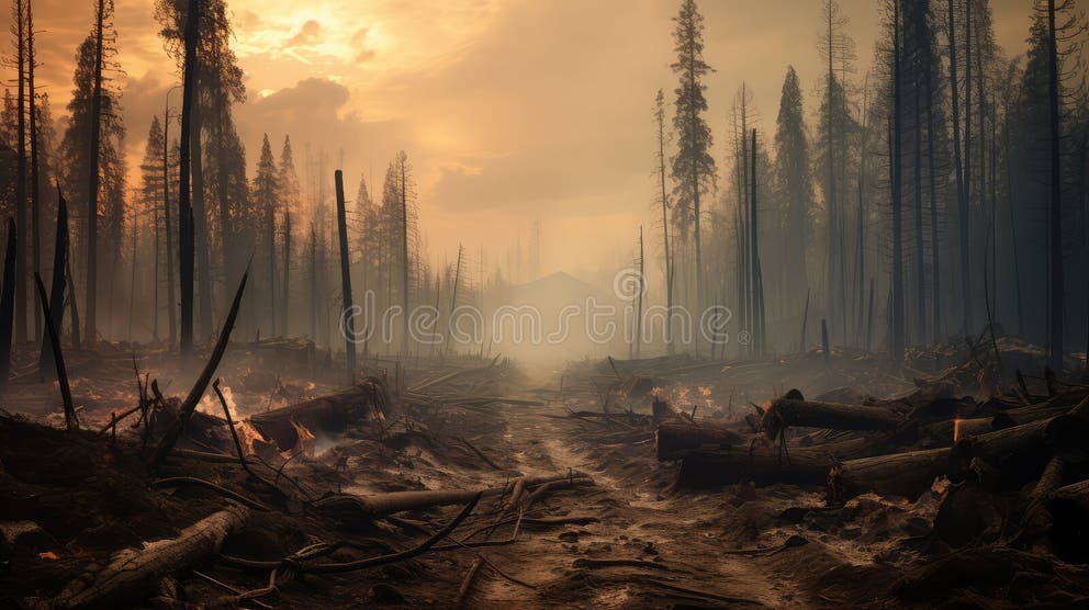 Aftermath fire on ground stock illustration. Illustration of fire ...