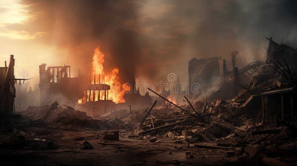 Aftermath fire and smoke stock illustration. Illustration of ...