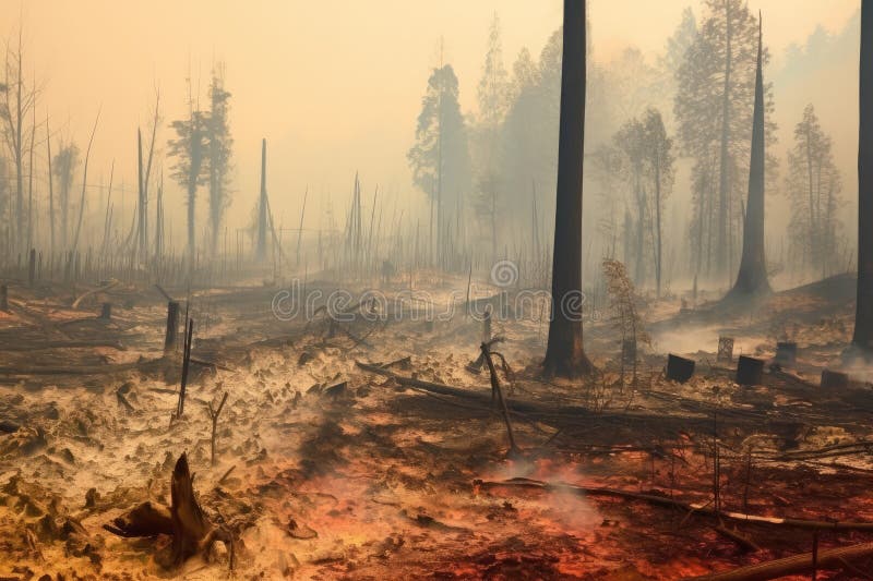 Aftermath of a Forest Fire - AI Generated Stock Illustration ...