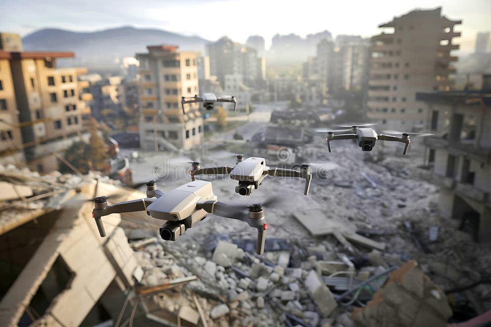 In the Aftermath: Multiple Drones Survey the Desolate Rubble of ...