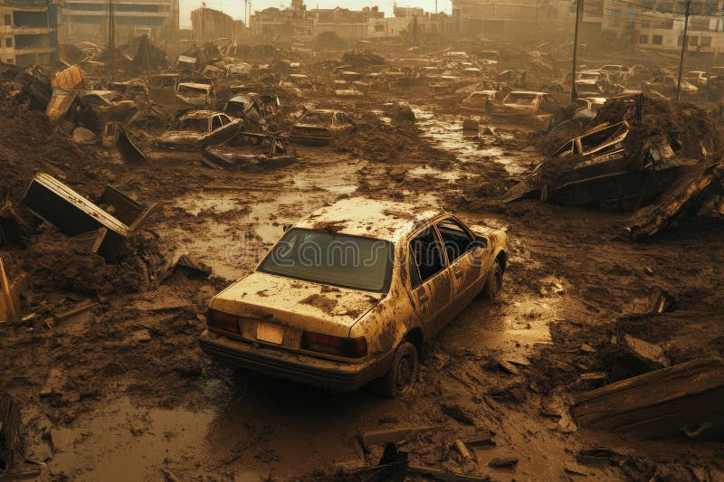 Aftermath of a Natural Disaster in a Severely Ravaged and Desolate ...