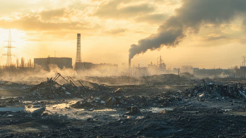 Aftermath of Nuclear Power Plant Explosion with Ruins and Radioactive ...