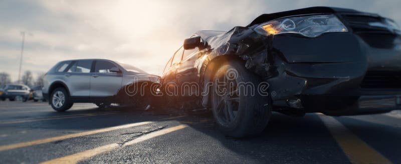 The Aftermath of a Serious Collision between Two Vehicles in a Parking ...